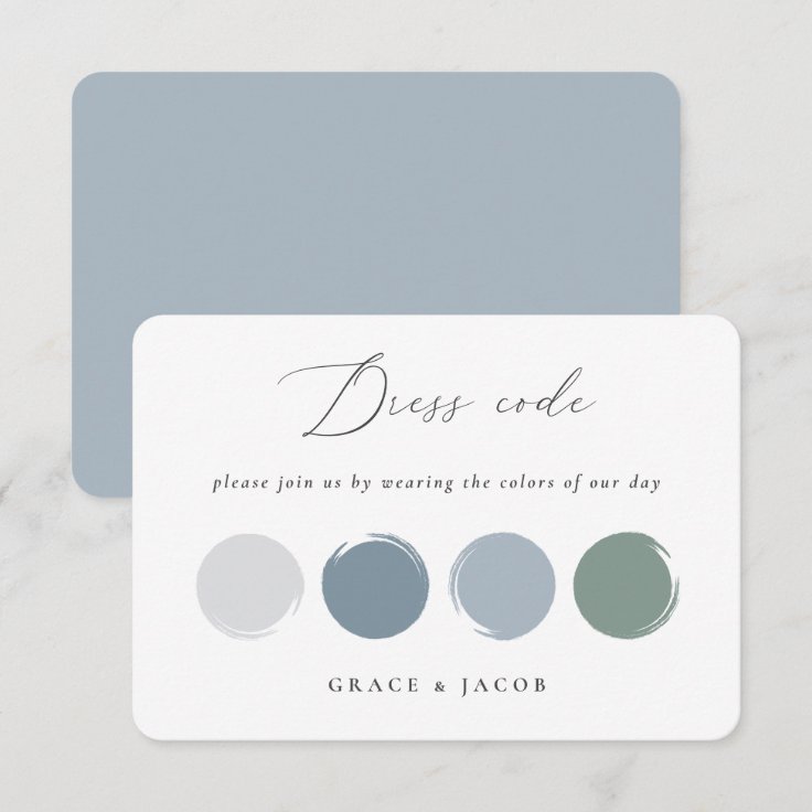 Dusty Blue & Sage Green Wedding Color Palette Card | Zazzle