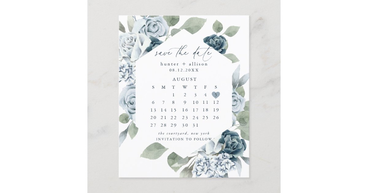 Dusty Blue Save the Date | Zazzle