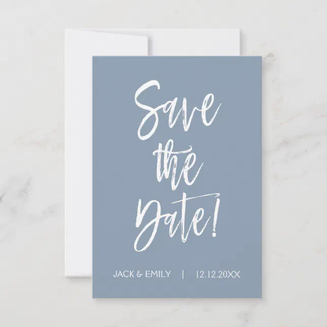 Dusty Blue Save the Date Card | Zazzle