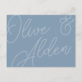 Dusty Blue | Script Watermark Meal Choice RSVP Postcard | Zazzle