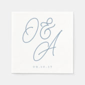 Dusty Blue | Script Watermark Monogram Wedding Napkins | Zazzle