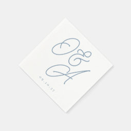 Dusty Blue | Script Watermark Monogram Wedding Napkins | Zazzle