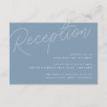 Dusty Blue | Script Watermark Wedding Reception Enclosure Card | Zazzle