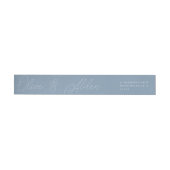 Dusty Blue Script Watermark Wedding Return Address Wrap Around Label ...