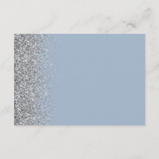 Dusty Blue Silver Glitter Edge Wedding Details Enclosure Card | Zazzle