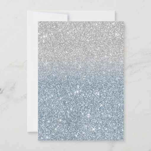 Dusty Blue & Silver Glitter Modern Floral Wedding Invitation | Zazzle