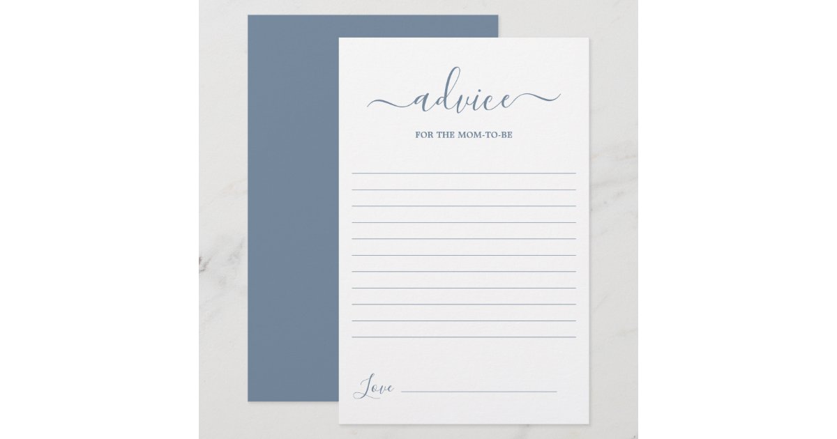 Dusty Blue simple Advice for the Mom To Be card | Zazzle