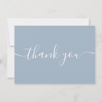 Dusty Blue Simple Modern Elegant Script Thank You Card | Zazzle