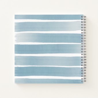 Dusty Blue Sketchbook Abstract Stripes Custom Name Notebook | Zazzle