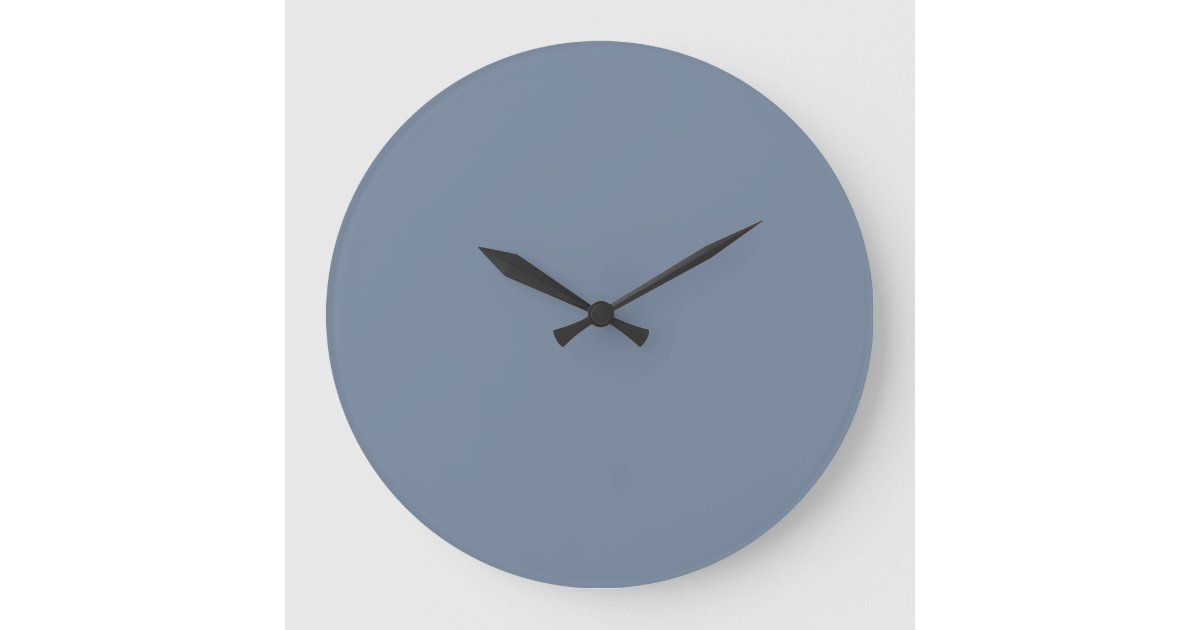 Dusty Blue Slate Grey Gray Solid Color Background Large Clock | Zazzle