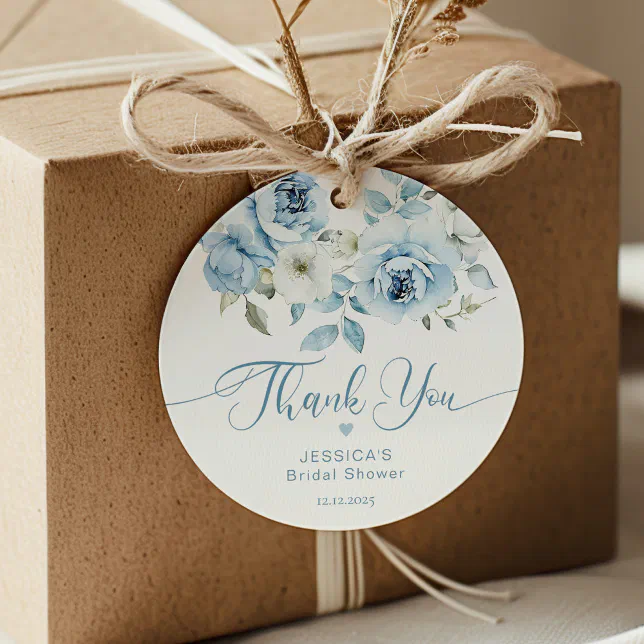 Dusty blue Something blue bridal thank you Favor Tags | Zazzle