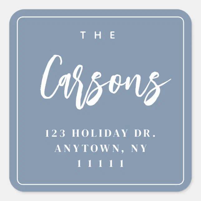 Dusty Blue Square Modern Return Address Label | Zazzle