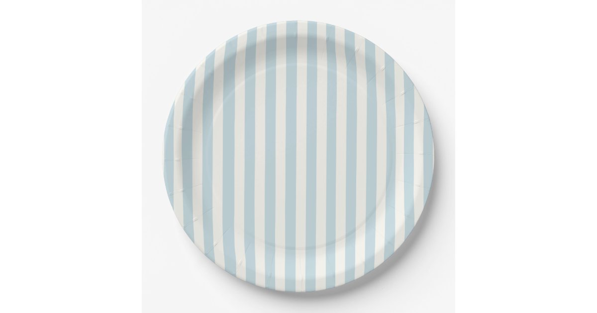 Dusty Blue Stripes Classic Party Paper Plates | Zazzle
