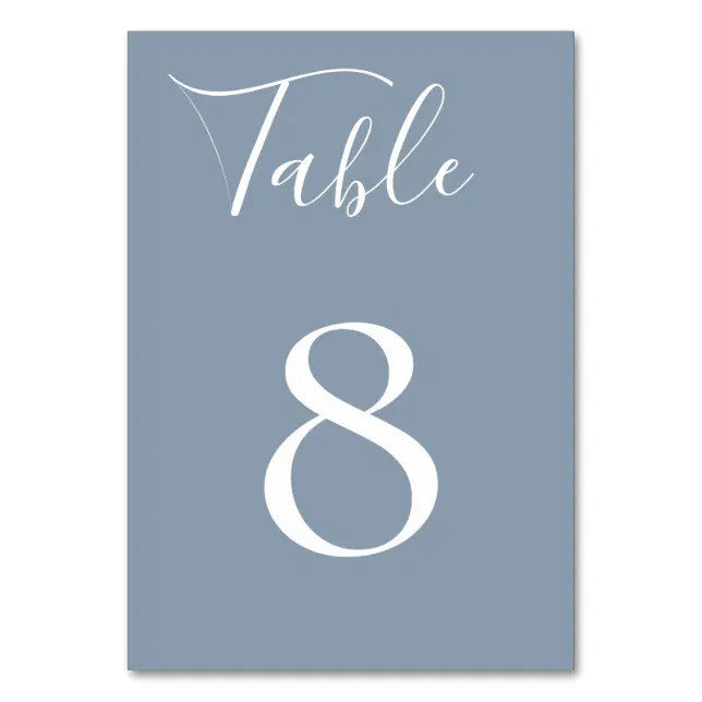 Dusty Blue Table Number Card | Zazzle