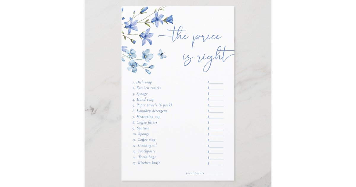 Dusty Blue The Price Is Right Game Card | Zazzle