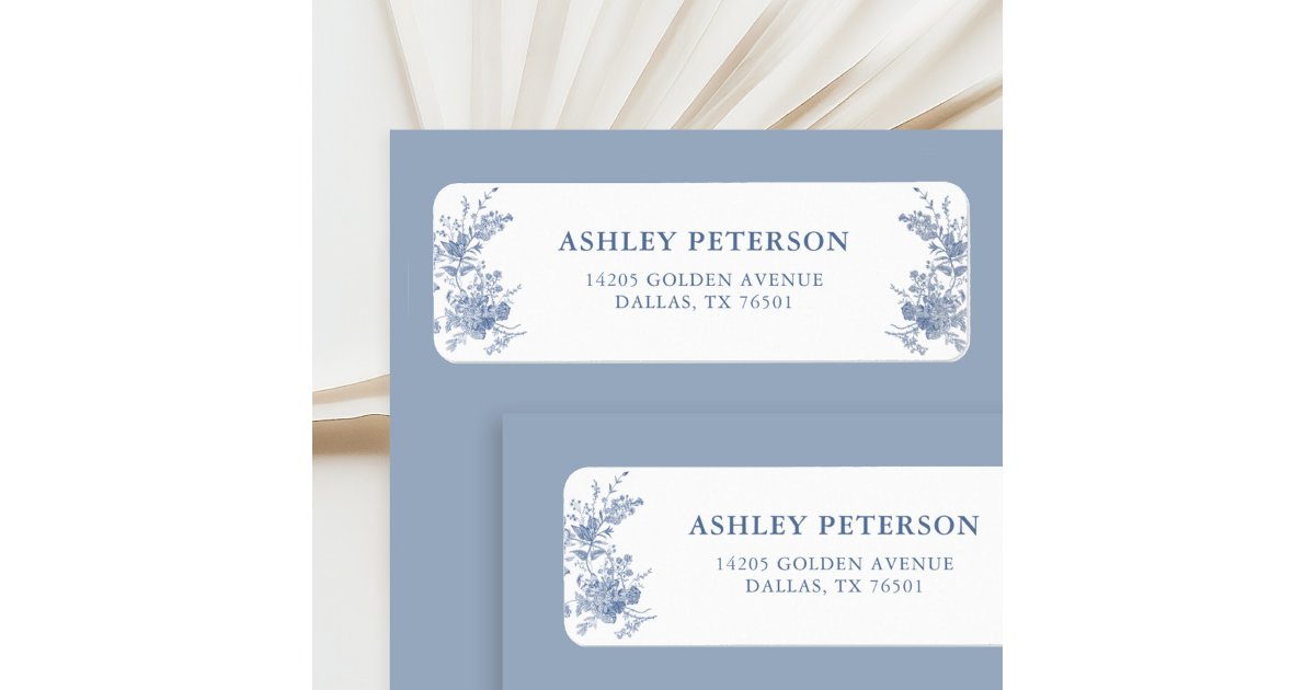 Dusty Blue Victorian Toile Wedding Return Address Label | Zazzle