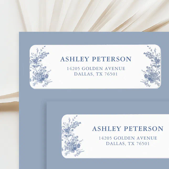 Dusty Blue Victorian Toile Wedding Return Address Label | Zazzle