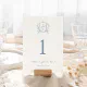 Dusty Blue Vintage Crest Wedding Table Number | Zazzle