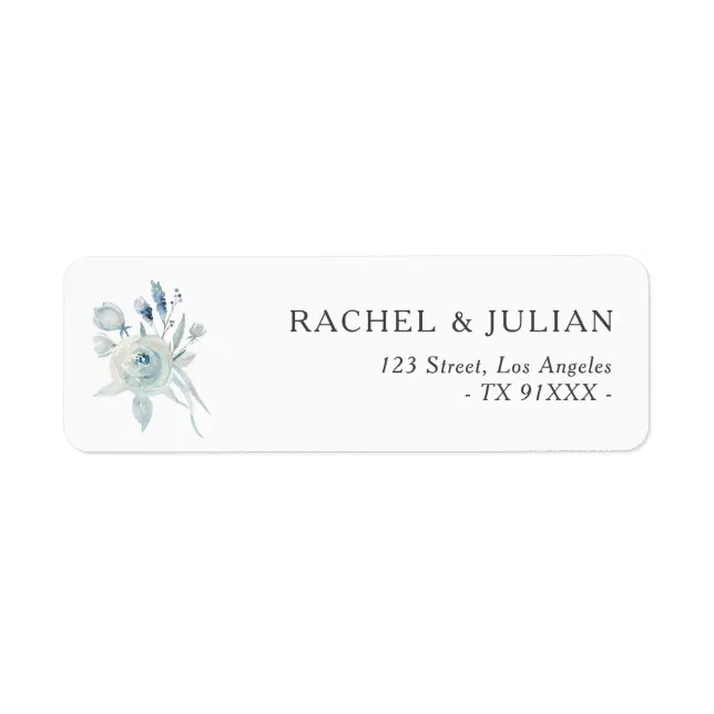 dusty blue watercolor floral address label | Zazzle