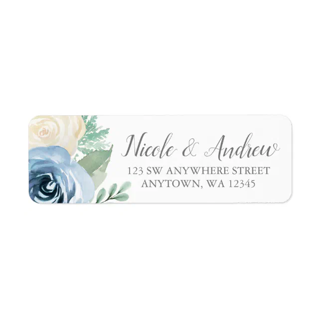 Dusty Blue Watercolor Floral Return Address Label | Zazzle