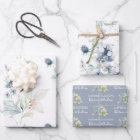 Dusty Blue Watercolor Floral Wrapping Paper Sheets | Zazzle