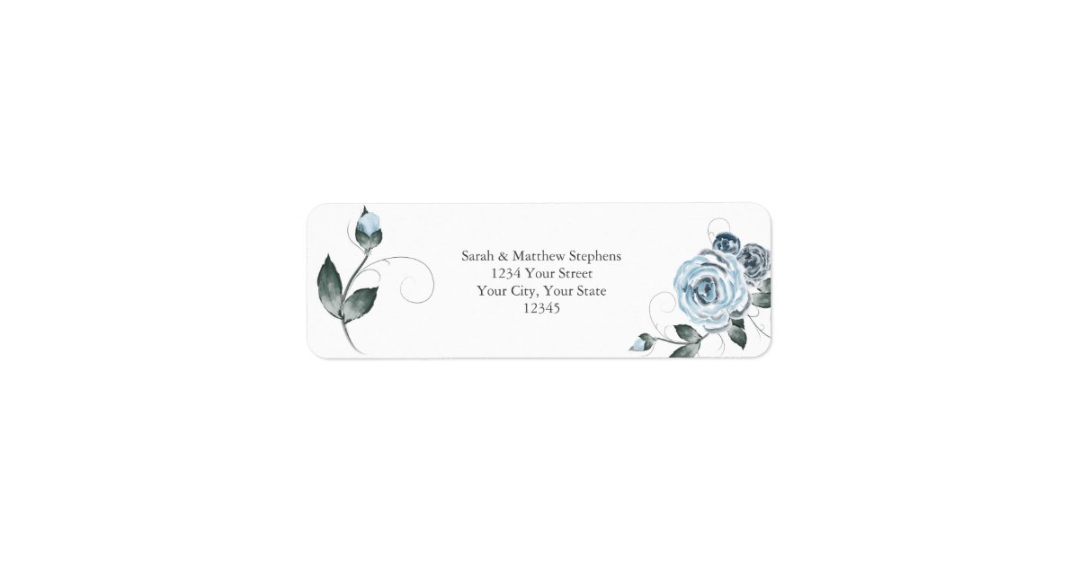 Dusty Blue Watercolor Roses Label | Zazzle.com