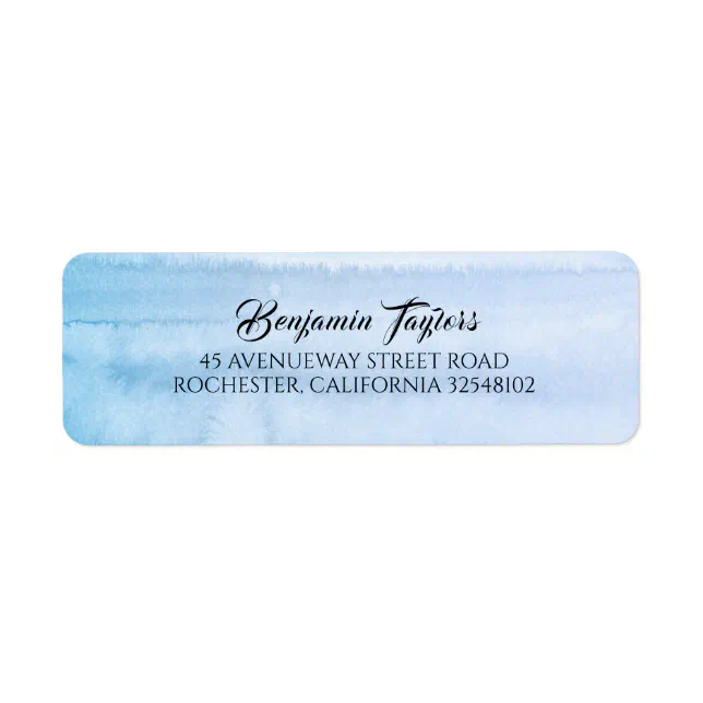 Dusty Blue Watercolor Wash Elegant Modern Label | Zazzle