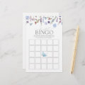 Dusty Blue Watercolor Wildflower Bridal Bingo Game | Zazzle