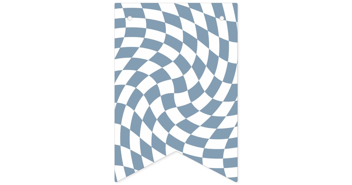 Dusty Blue Wedding Collection Check Checkered Bunting Flags | Zazzle