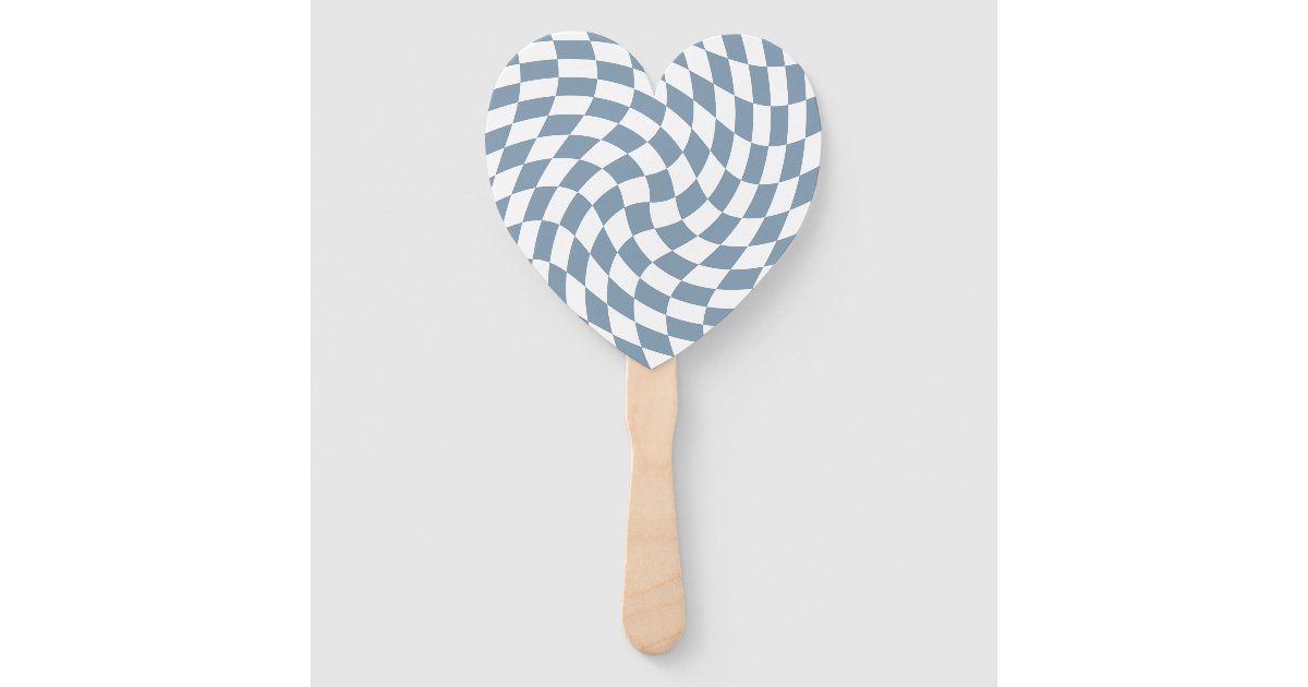 Dusty Blue Wedding Collection Check Checkered Hand Fan | Zazzle