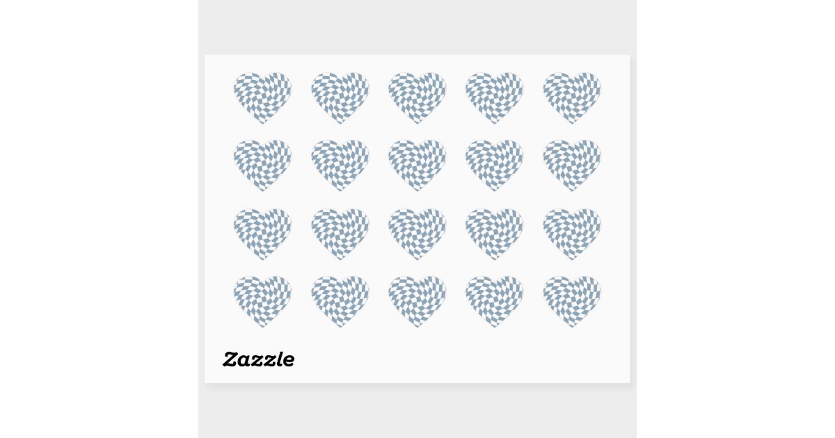 Dusty Blue Wedding Collection Check Checkered Heart Sticker | Zazzle