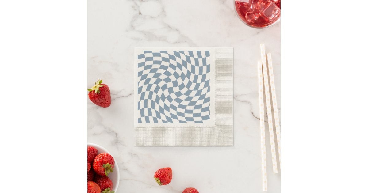 Dusty Blue Wedding Collection Check Checkered Napkins | Zazzle