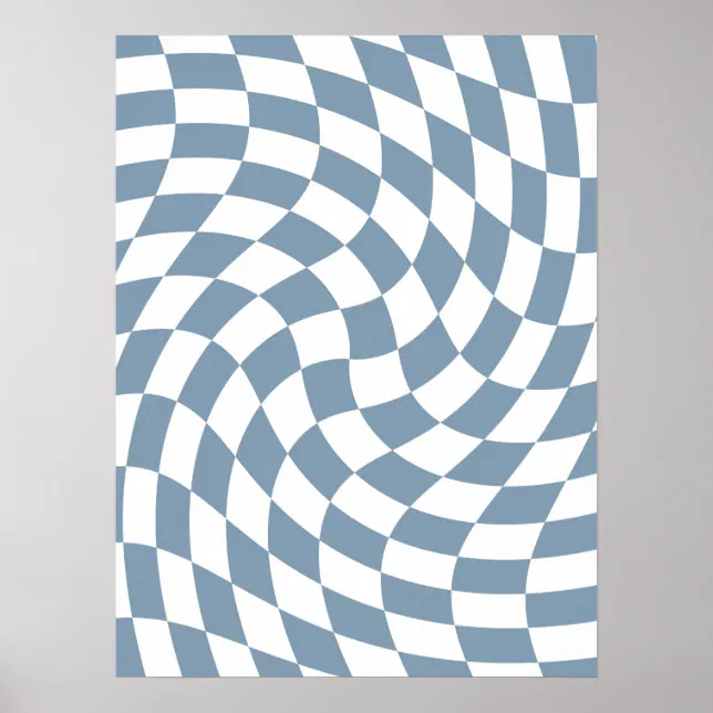 Dusty Blue Wedding Collection Check Checkered Poster | Zazzle