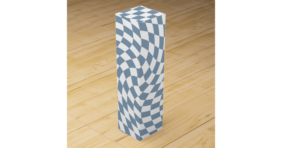 Dusty Blue Wedding Collection Check Checkered Wine Box | Zazzle
