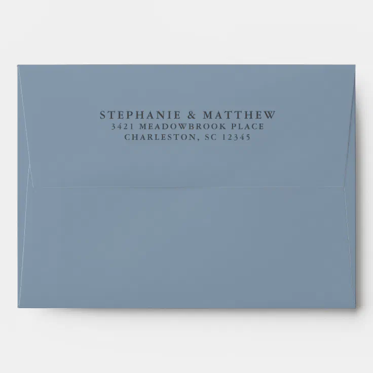Dusty Blue Wedding Couple Return Address Elegant Envelope | Zazzle