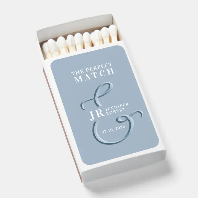 Dusty Blue Wedding Favor Matchboxes | Zazzle