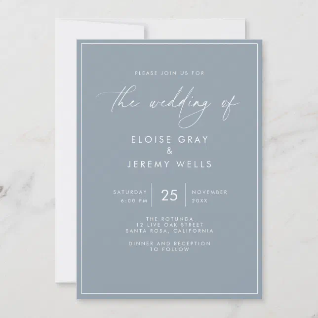 Dusty Blue Wedding Invitation | Zazzle