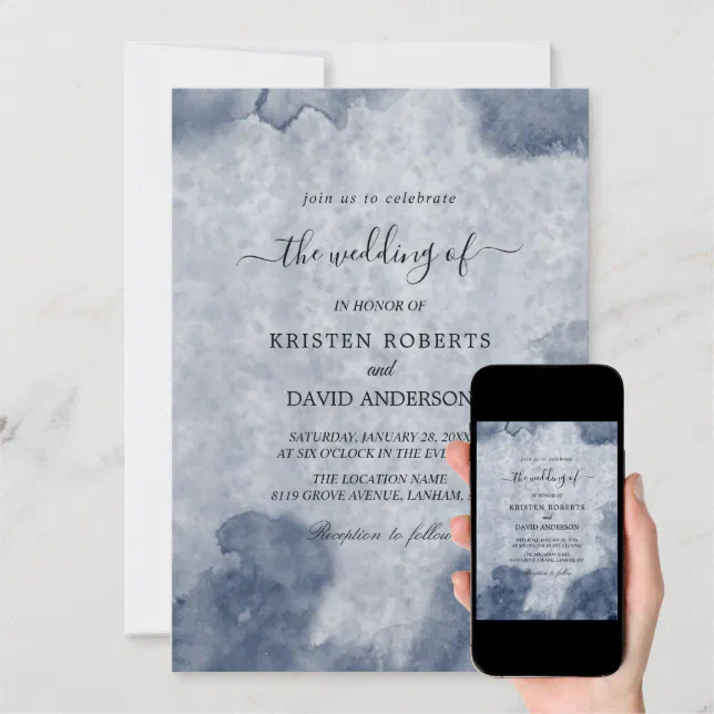 dusty blue wedding invitation | Zazzle