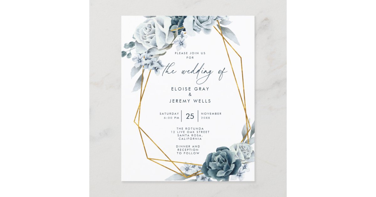 Dusty Blue Wedding Invitation | Zazzle