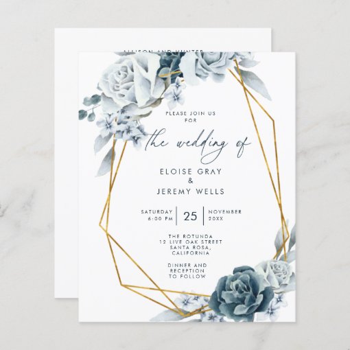 Dusty Blue Wedding Invitation | Zazzle