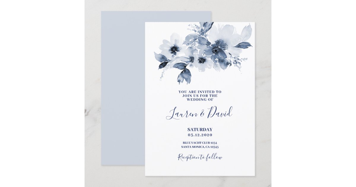 Dusty blue Wedding invitation | Zazzle