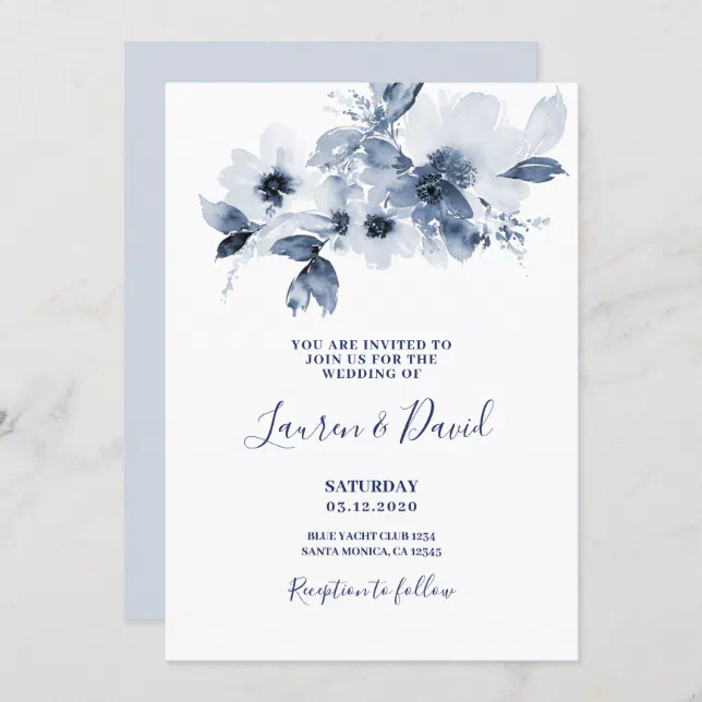 Dusty blue Wedding invitation | Zazzle