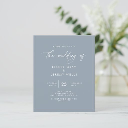Dusty Blue Wedding Invitation | Zazzle