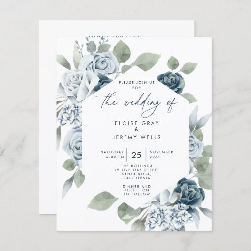 Dusty Blue Wedding Invitation | Zazzle