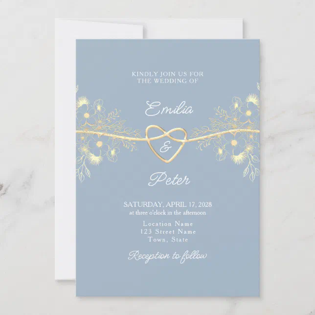 Dusty Blue Wedding Invitation | Zazzle