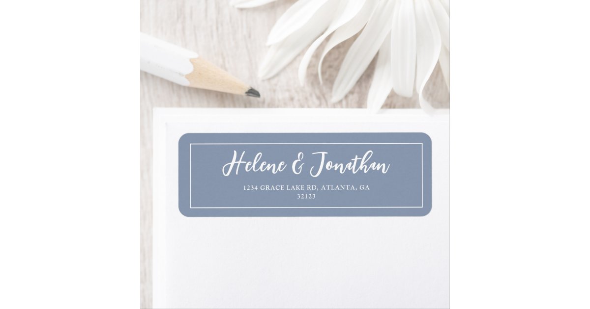 Dusty Blue Wedding Invitation Return Address Label | Zazzle