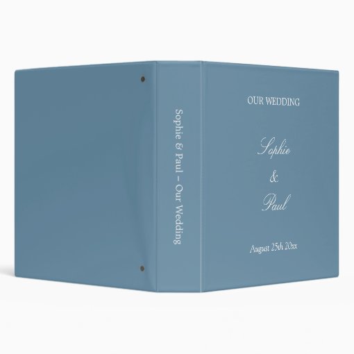 Dusty Blue Wedding Personalized 3 Ring Binder | Zazzle