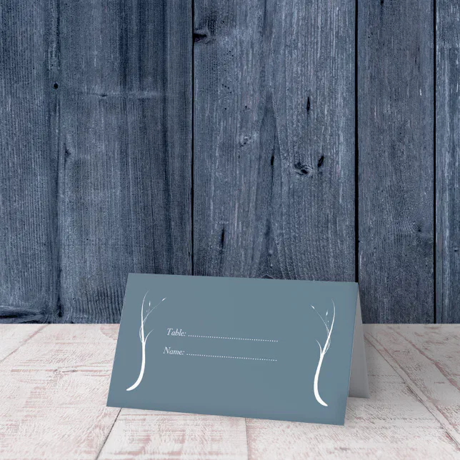 Dusty Blue Wedding Place Cards | Zazzle