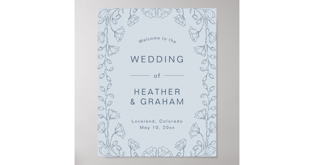 Dusty Blue Wedding Poster | Zazzle