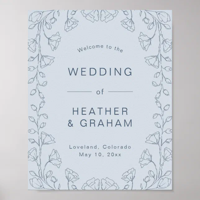Dusty Blue Wedding Poster | Zazzle